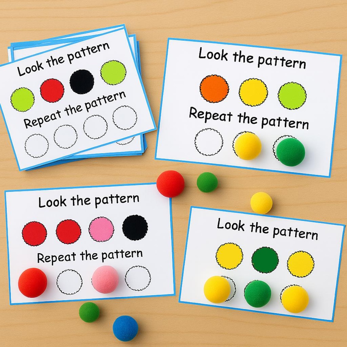 Pom Pom Pattern Cards: Preschool Fine Motor Activity (PDF Download ...