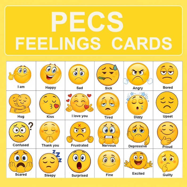 PECS Communication Cards for Kids | Emotions PECS Cards| Printable ...