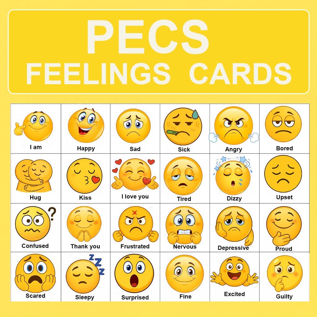 PECS Communication Cards for Kids | Emotions PECS Cards| Printable ...