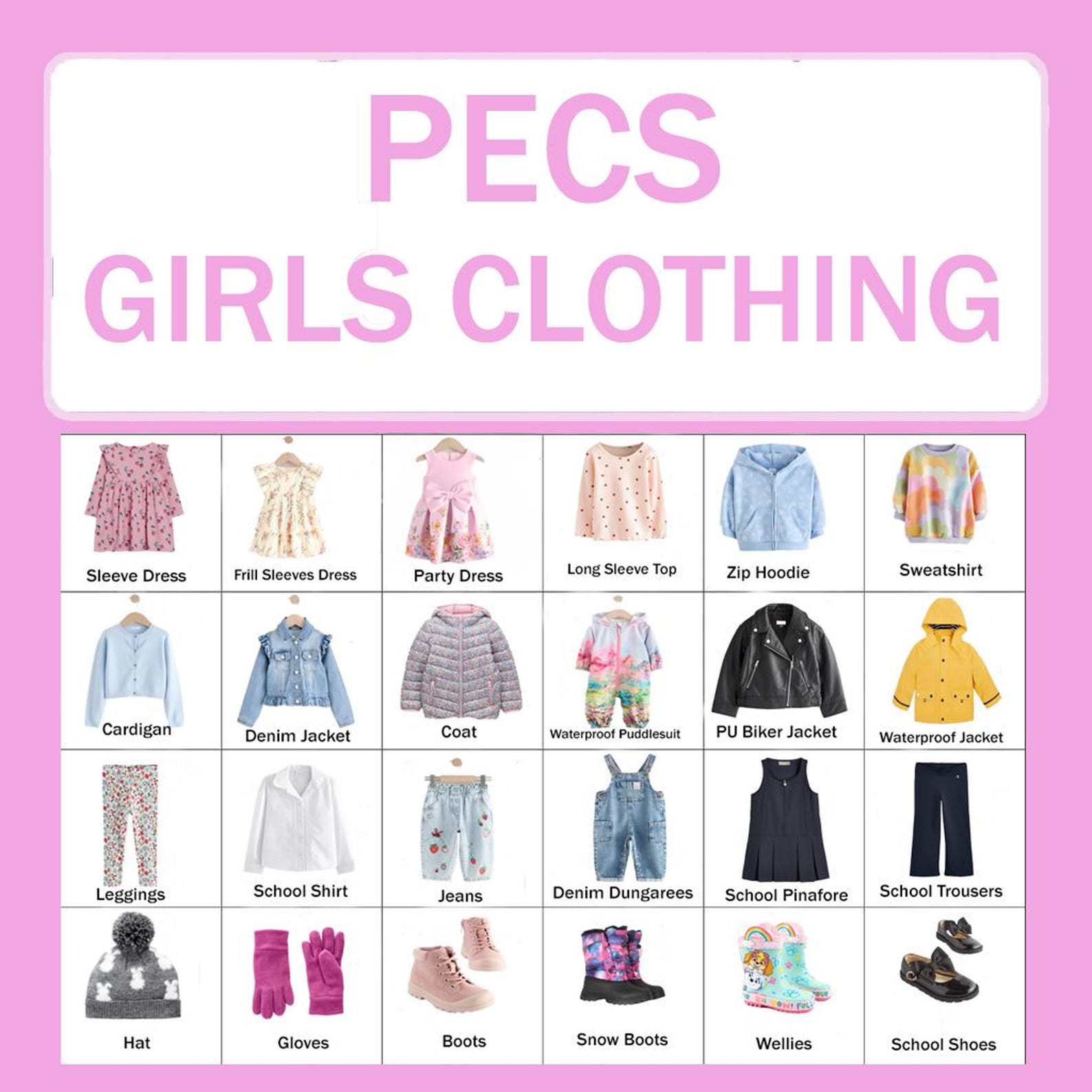 PECS Clothing Cards for Girls | Printable Visual Schedule for Kids ...