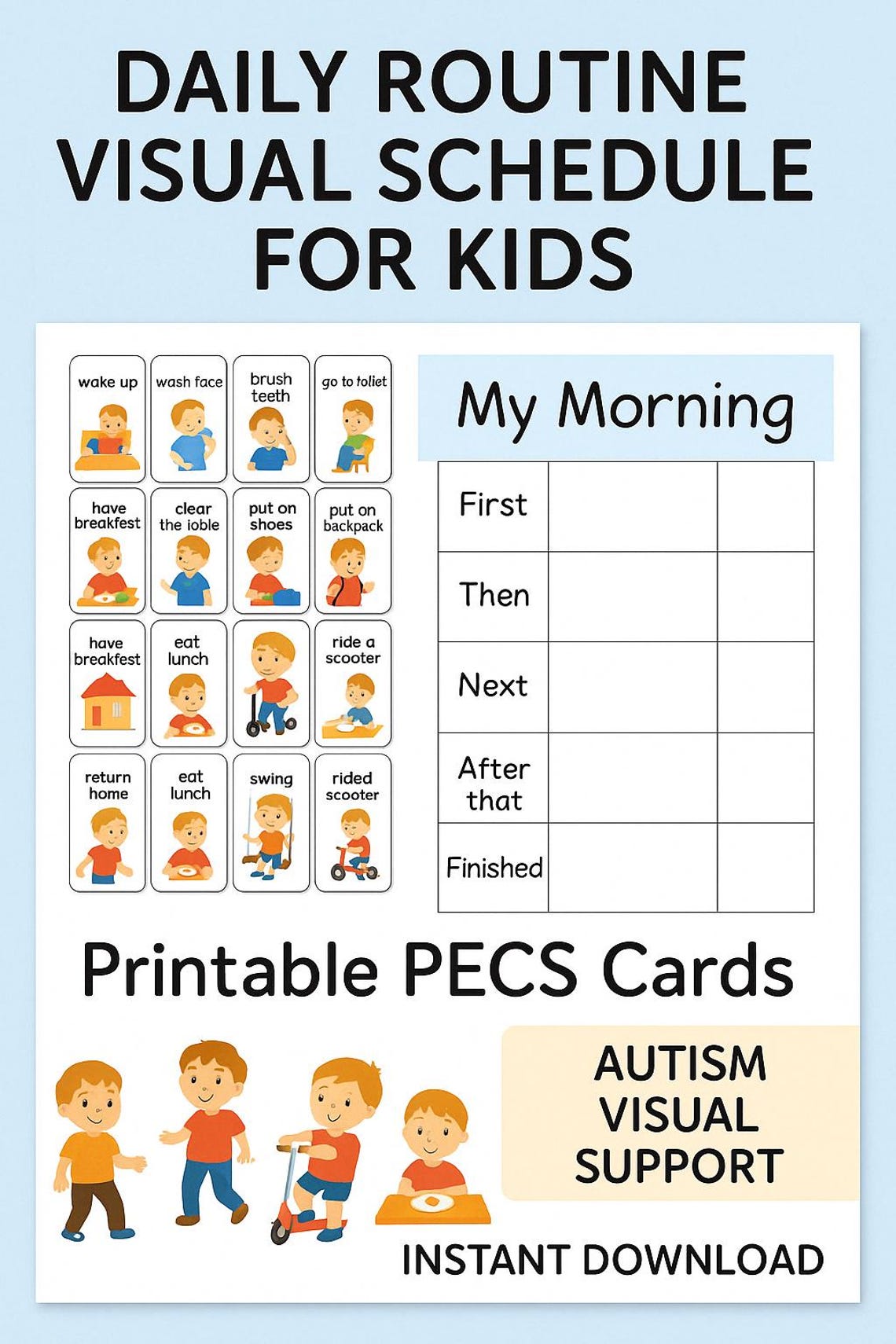 PECS Routine Cards: Visual Schedule for Kids (digital Download)| Daily ...