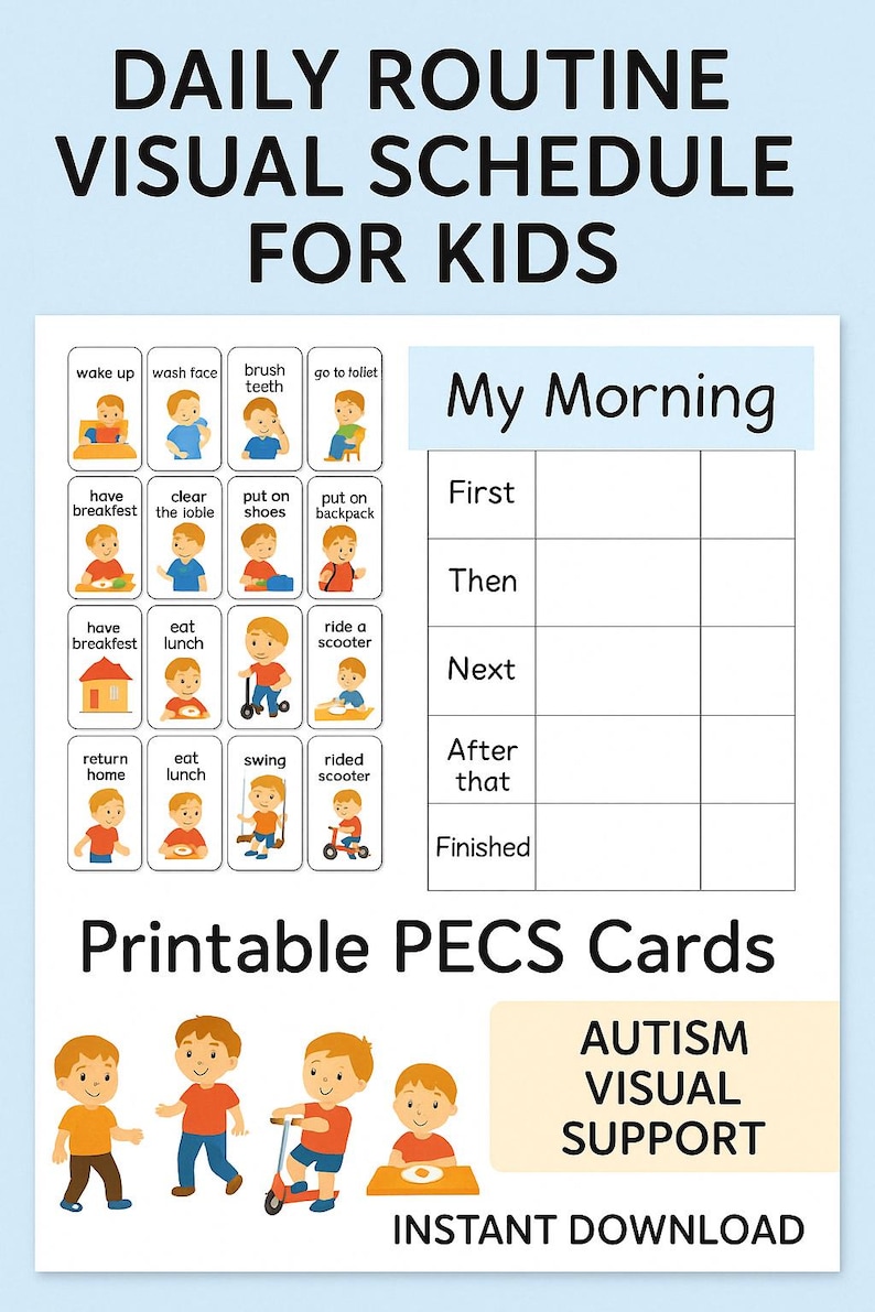 PECS Routine Cards: Visual Schedule for Kids (digital Download)| Daily ...