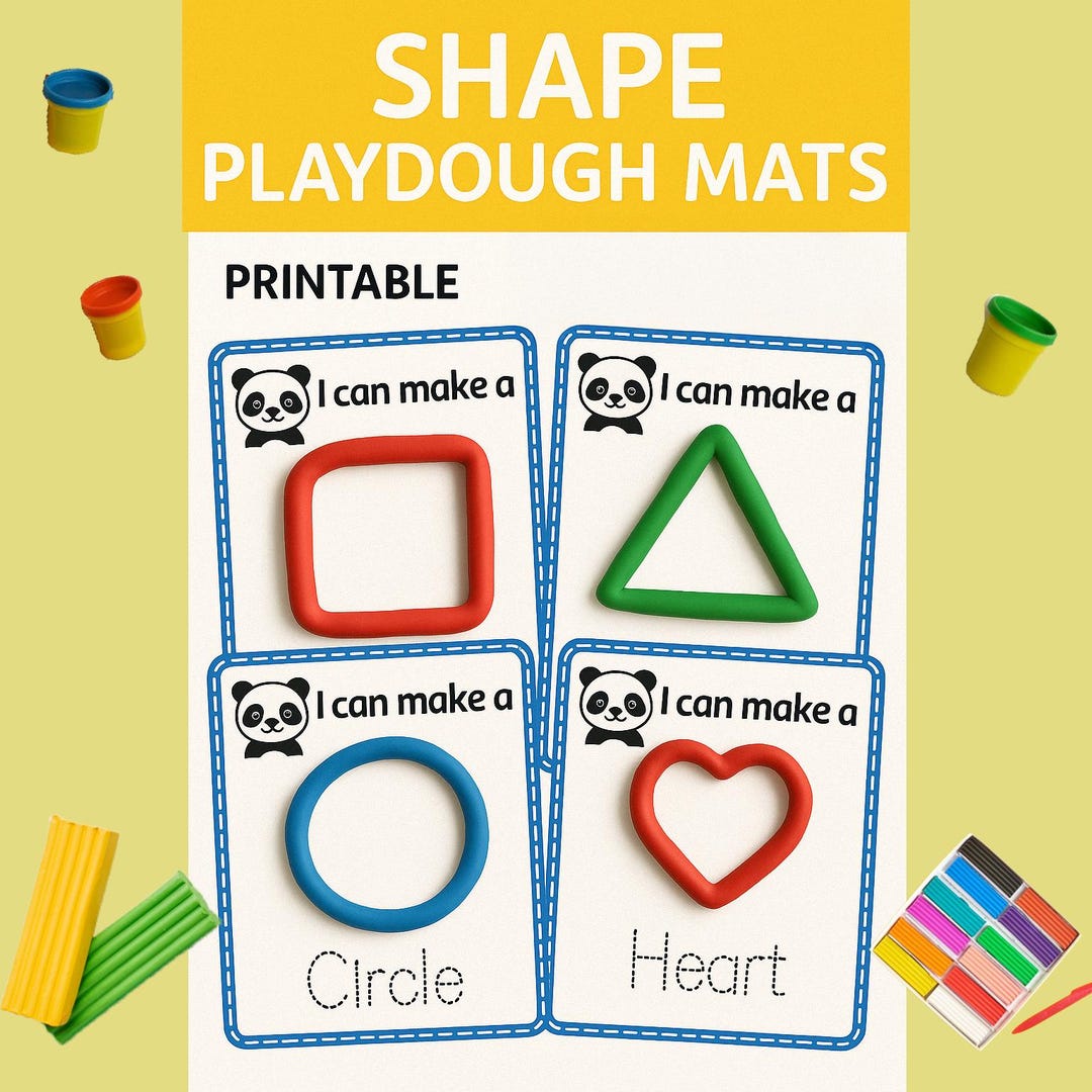 Shapes Play Dough Mats Visual Cards Montessori Toddler Activities ...