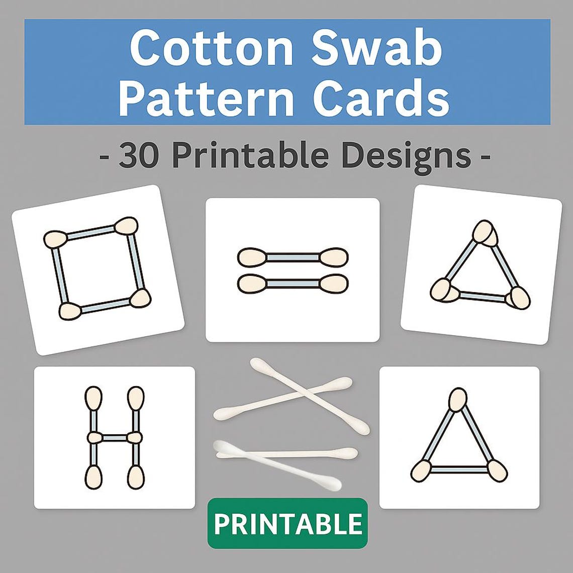 Cotton Swab Pattern Cards: Montessori Fine Motor Skills (printable PDF ...