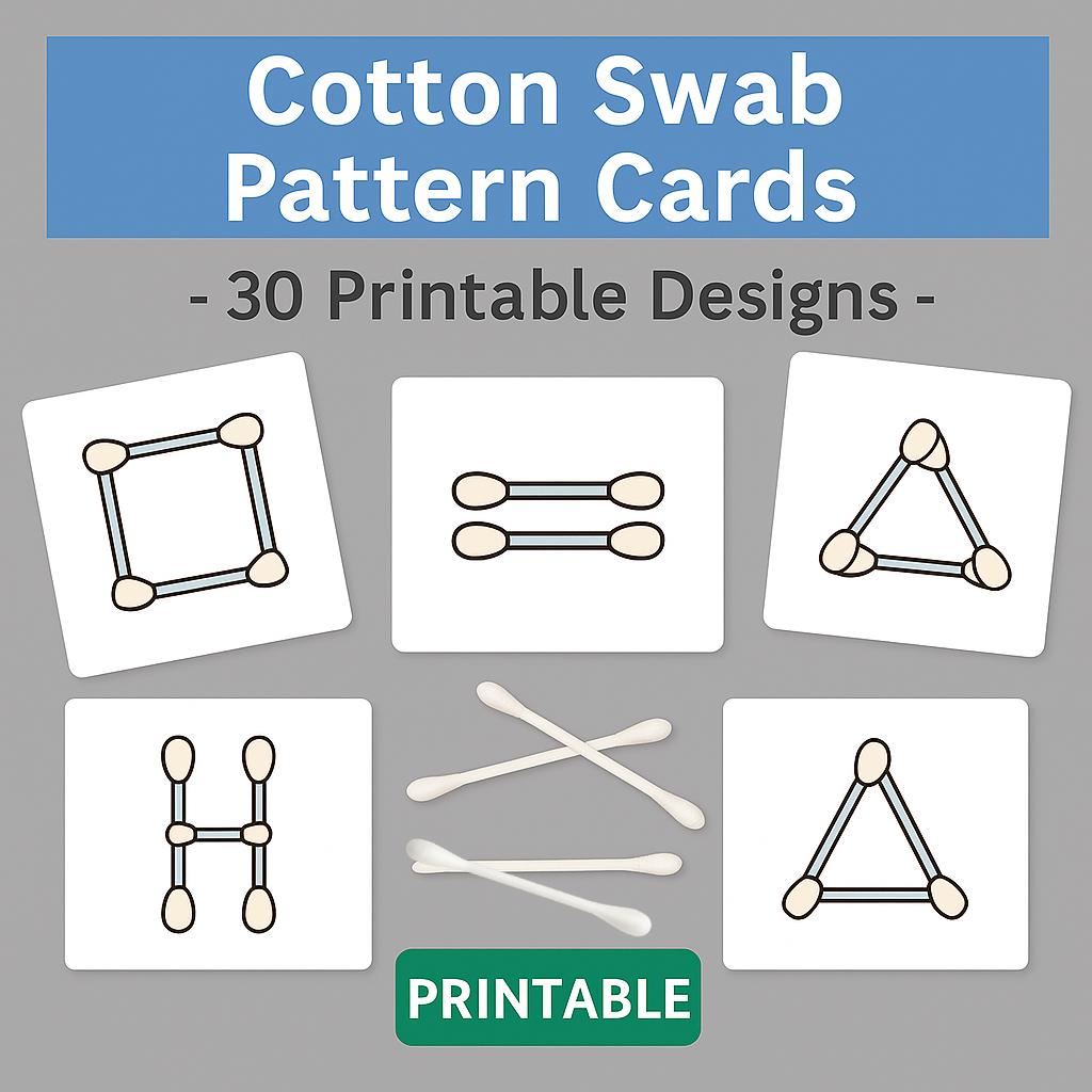 Cotton Swab Pattern Cards: Montessori Fine Motor Skills (printable PDF ...