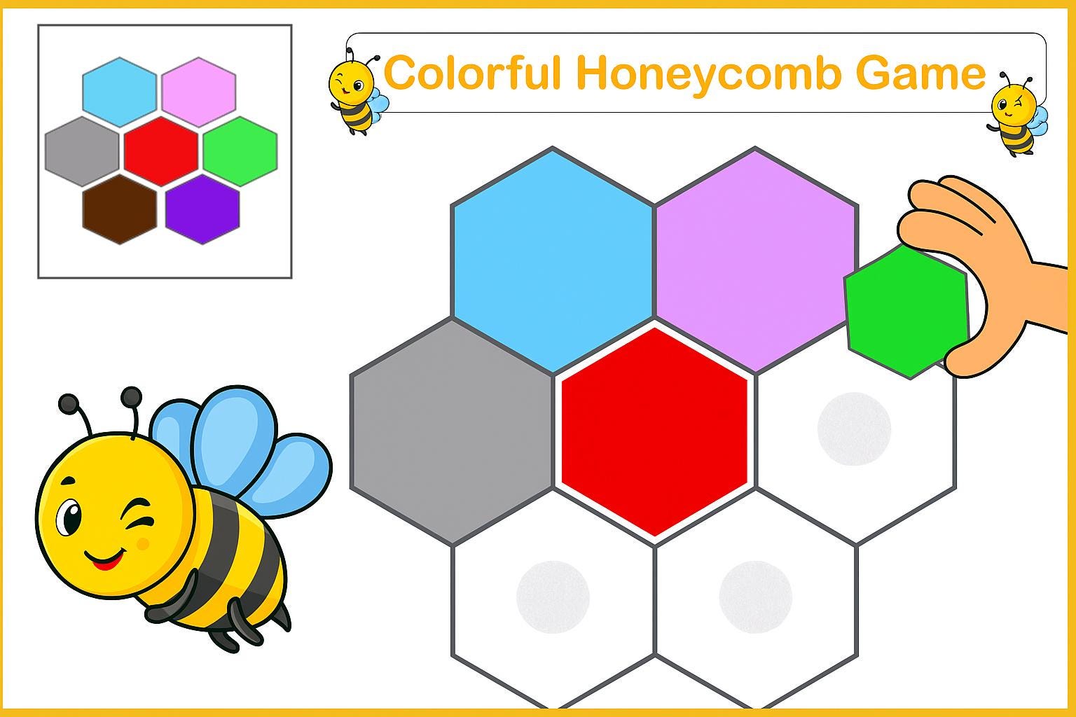 Colorful Honeycomb Game for Kids | Printable Color Matching Activity ...