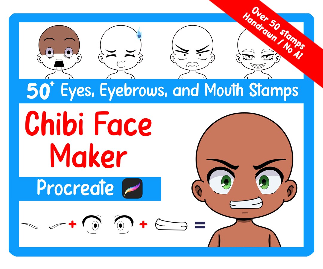 50+ Procreate Chibi Character Creator Stamps Bundle, Free Chibi Base ...
