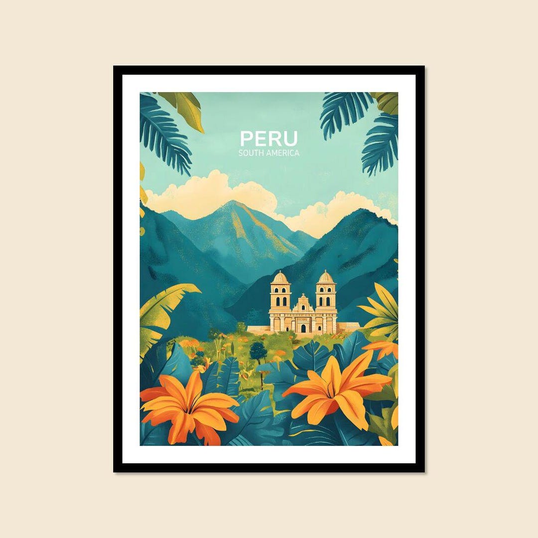 Peru Vintage Travel Poster, Machu Picchu Wall Art, Home Décor, Peru ...