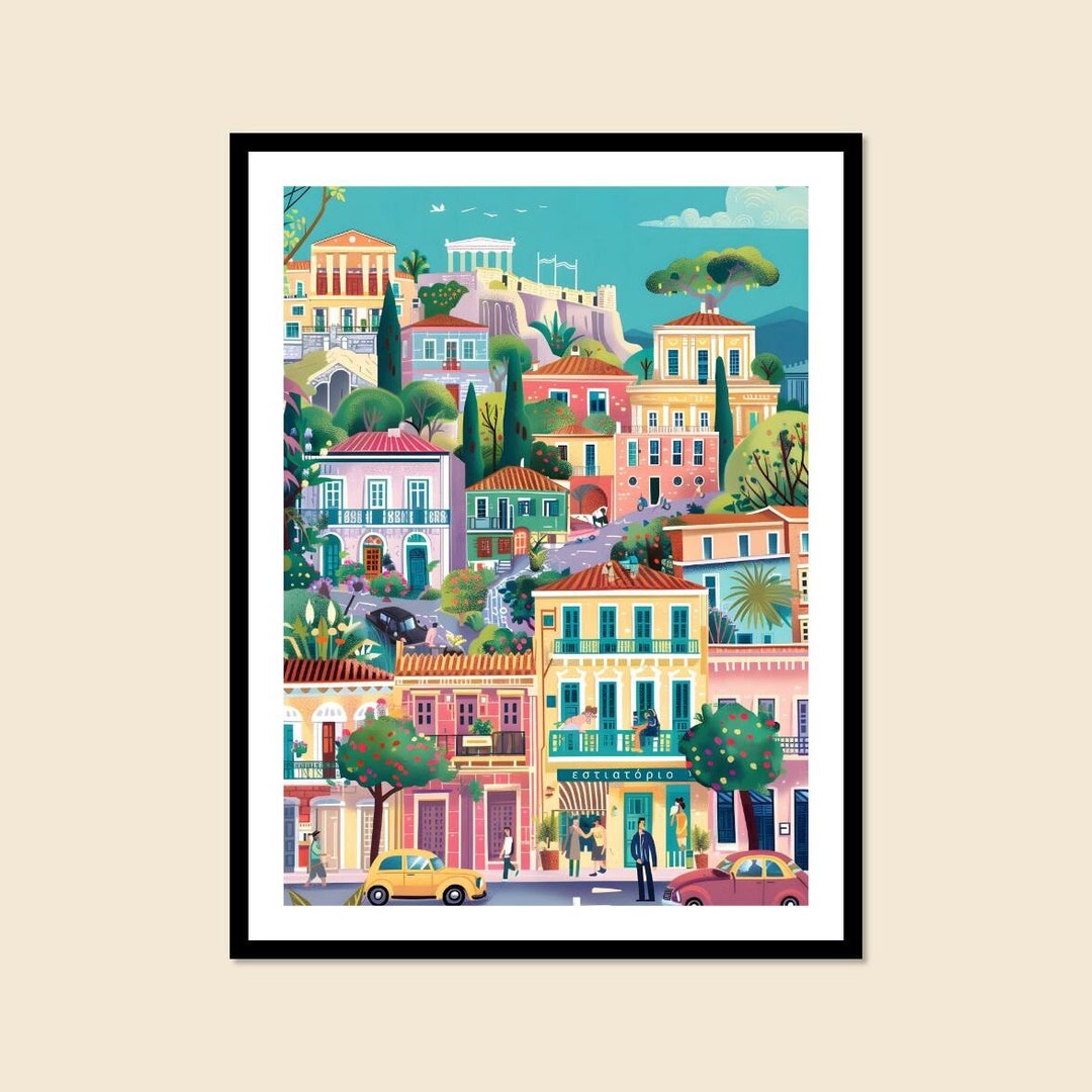 Athens Vintage Travel Poster, Athens Wall Art Home Décor, Greek History ...