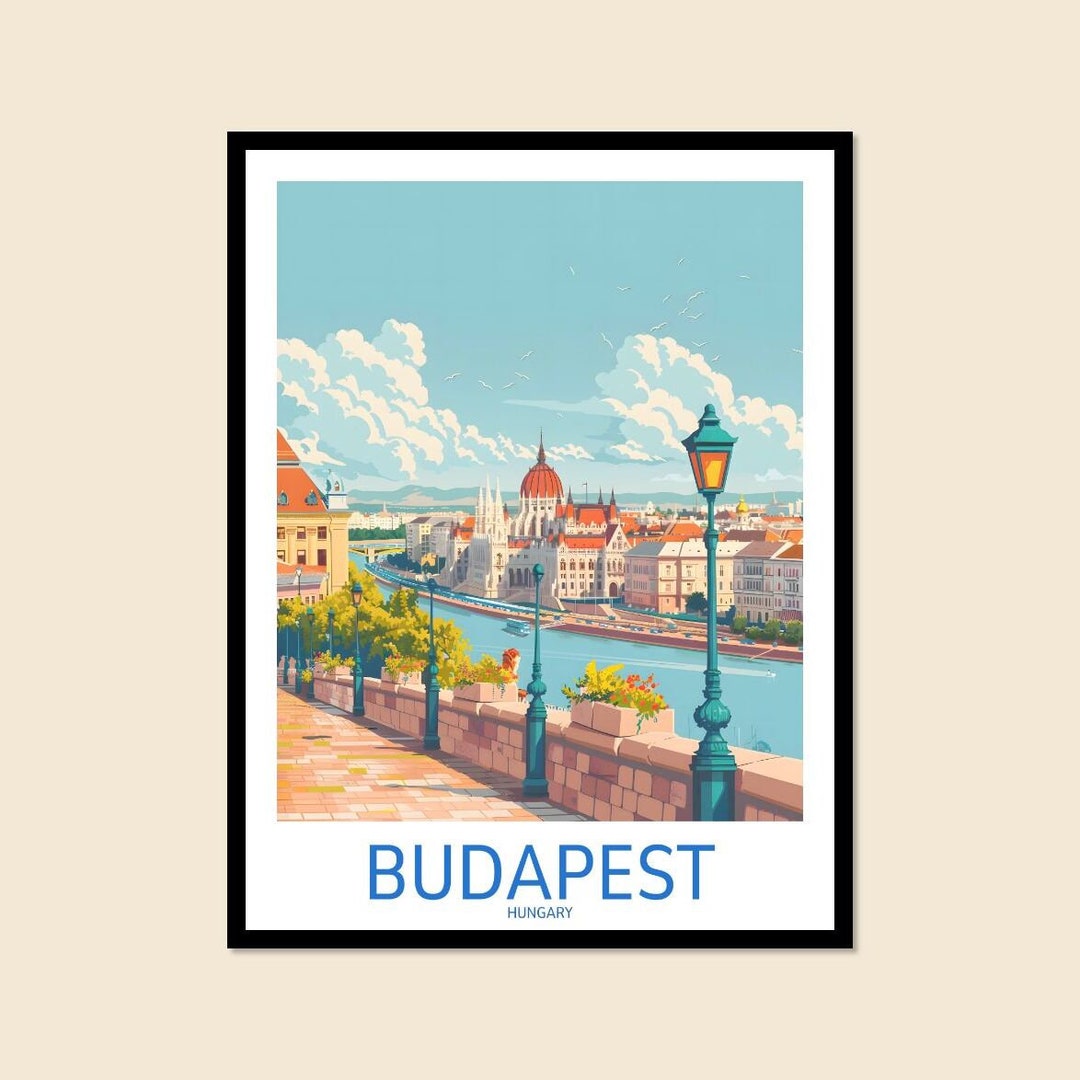 Budapest Vintage Travel Poster, Budapest Wall Art Home Décor, Hungary ...