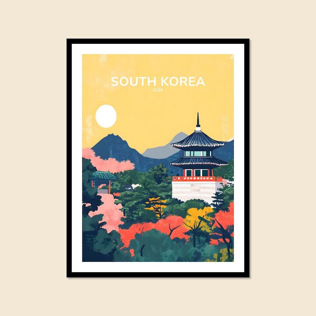 South Korea Vintage Travel Poster, Seoul Wall Art Home Décor, Korean Culture Lover Gift, Unique ...