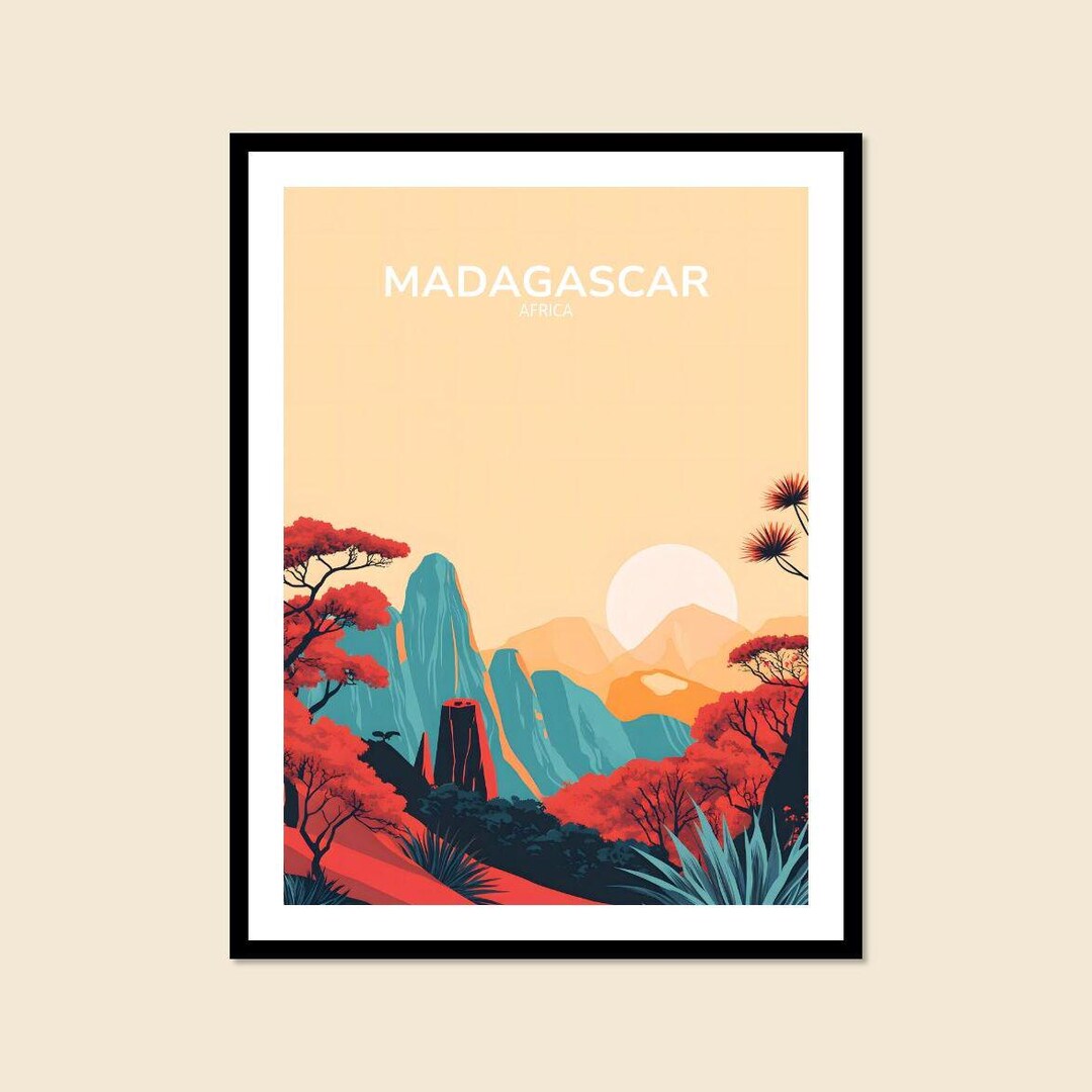 Madagascar Exotic Wildlife Art Poster, Madagascar Wall Décor, Unique ...