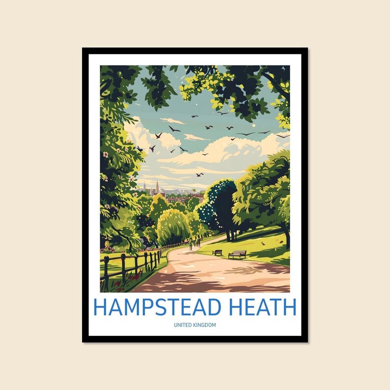 Hampstead Heath Vintage Art Poster, London Wall Decor, Nature Lover ...