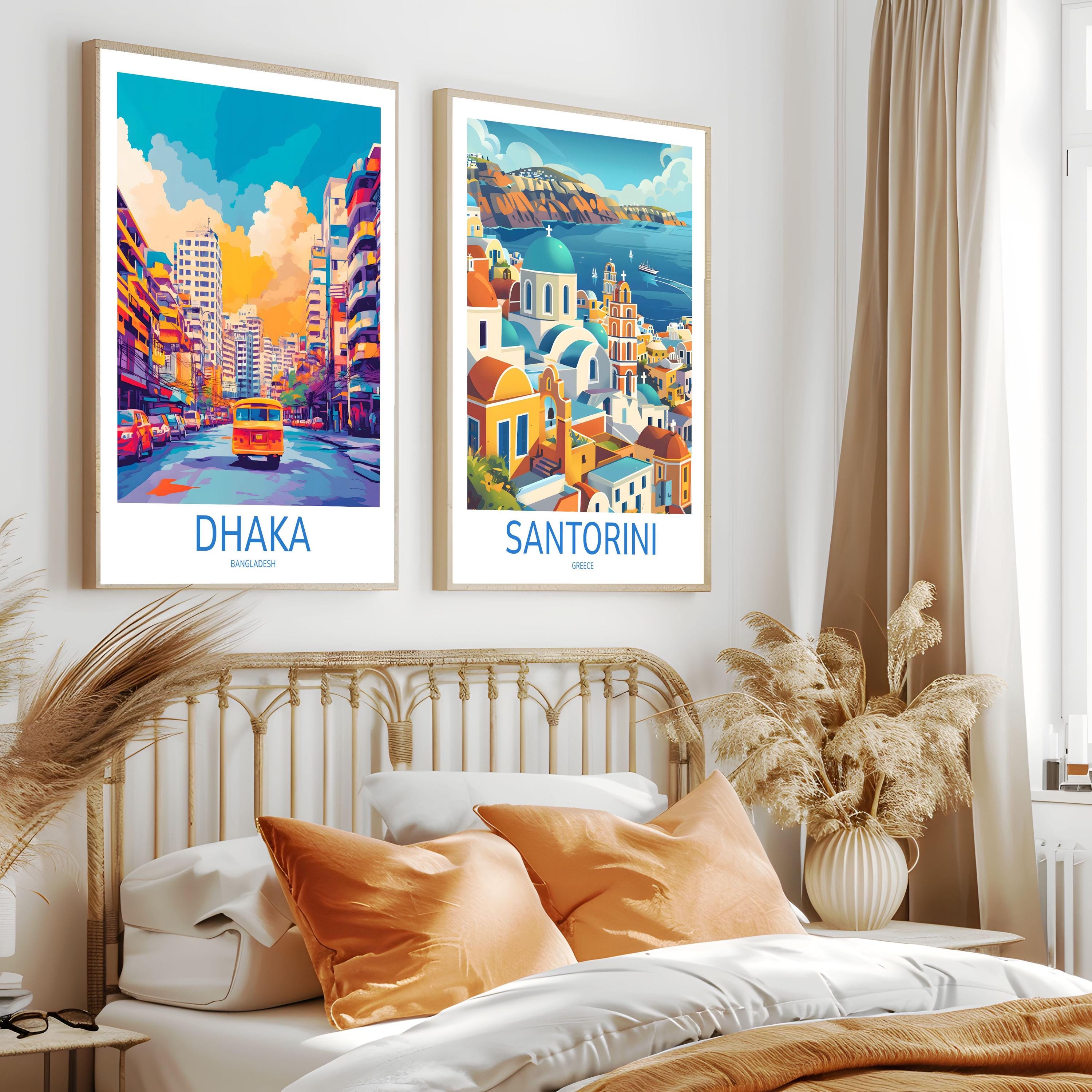 Dhaka Vintage Travel Illustration Poster, Dhaka Wall Art Home Décor ...