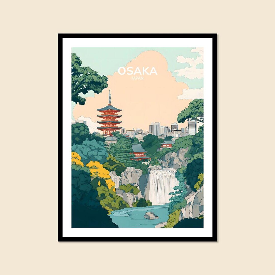 Osaka Vintage Travel Illustration Poster Osaka Wall Art Home Décor ...