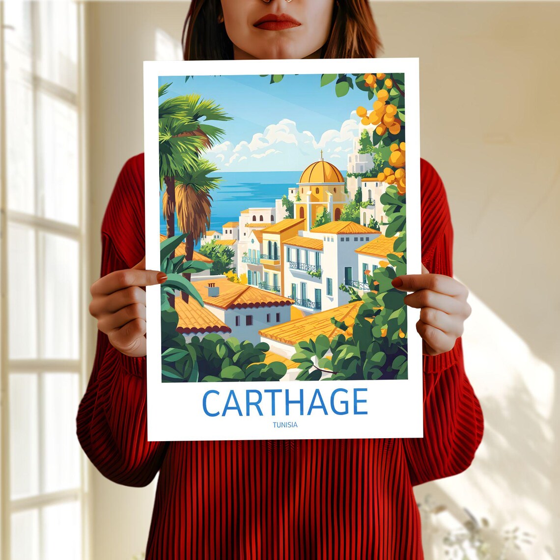 Carthage Vintage Travel Poster, Carthage Wall Art Home Décor, Tunisia ...