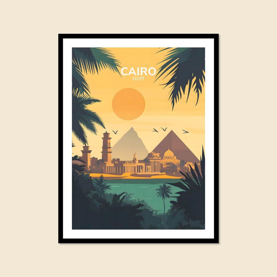 Cairo Vintage Travel Poster, Cairo Wall Art Home Décor, Egypt Art Lover ...