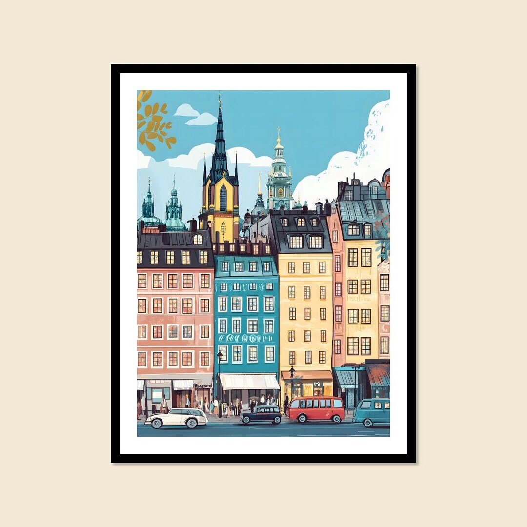 Stockholm Vintage Travel Illustration Poster Stockholm Wall Art Home ...