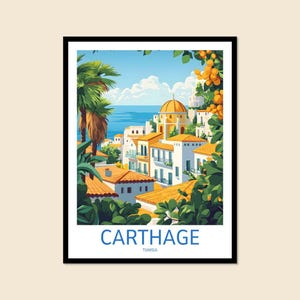 Carthage Vintage Travel Poster, Carthage Wall Art Home Décor, Tunisia ...