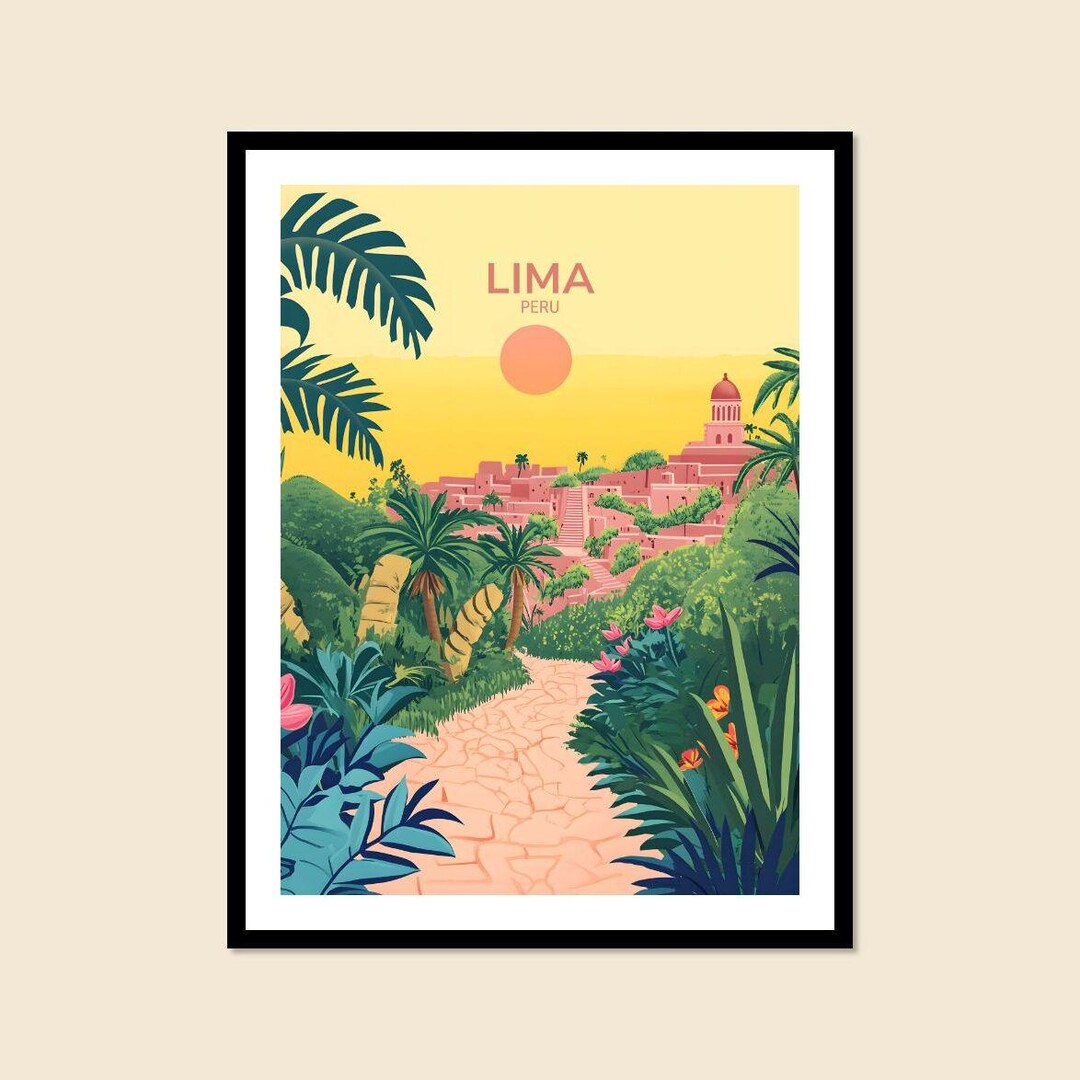 Lima Peru Vintage Travel Poster, Lima Cityscape Wall Art, Home Décor ...