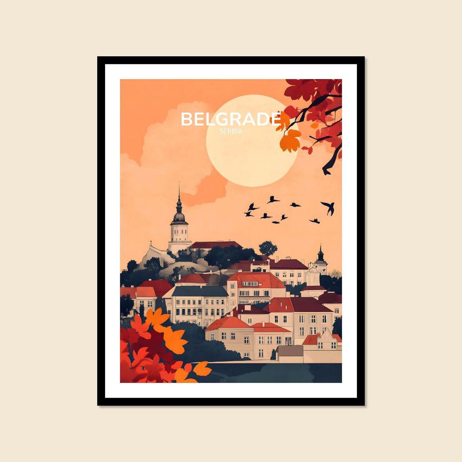 Belgrade Vintage Travel Illustration Poster, Belgrade Wall Art Home ...