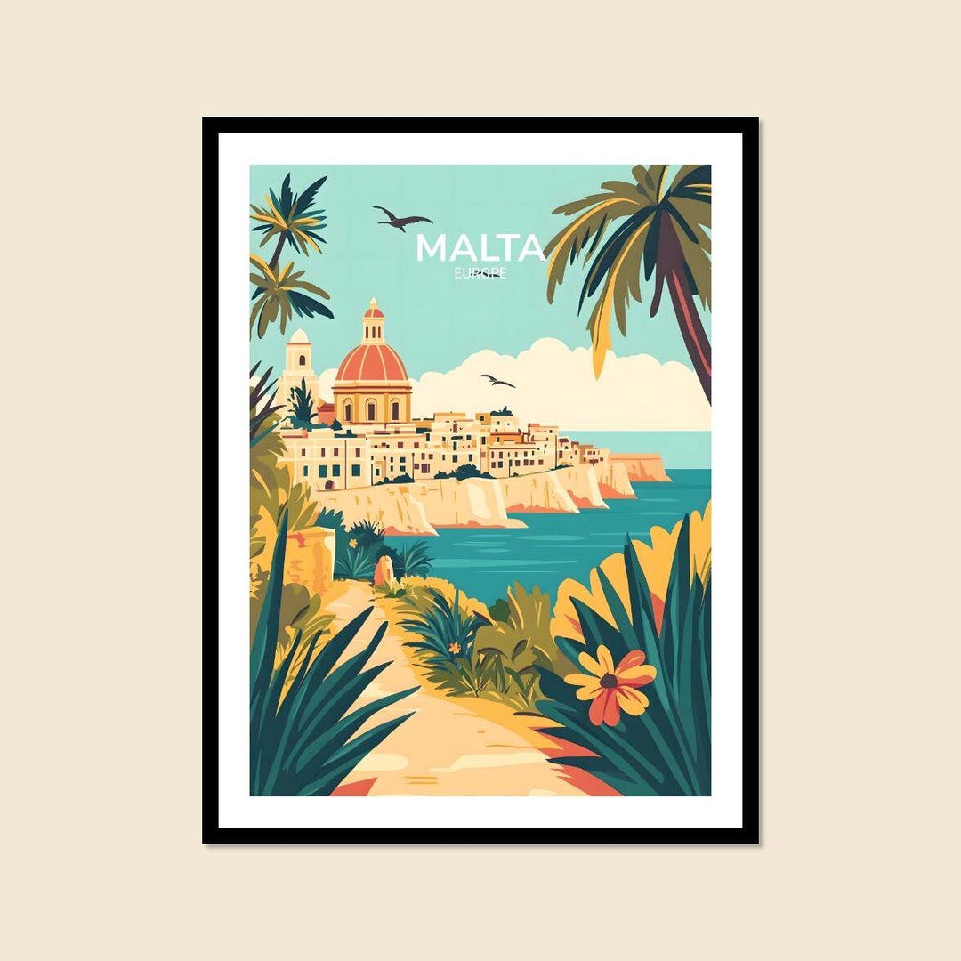Malta Vintage Travel Illustration Poster Malta Wall Art Home Décor ...
