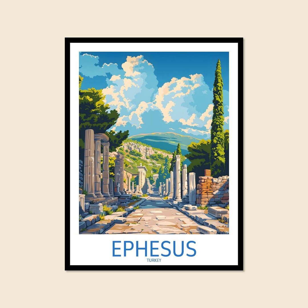 Ephesus Vintage Travel Poster, Ephesus Wall Art, Home Décor, Turkey ...
