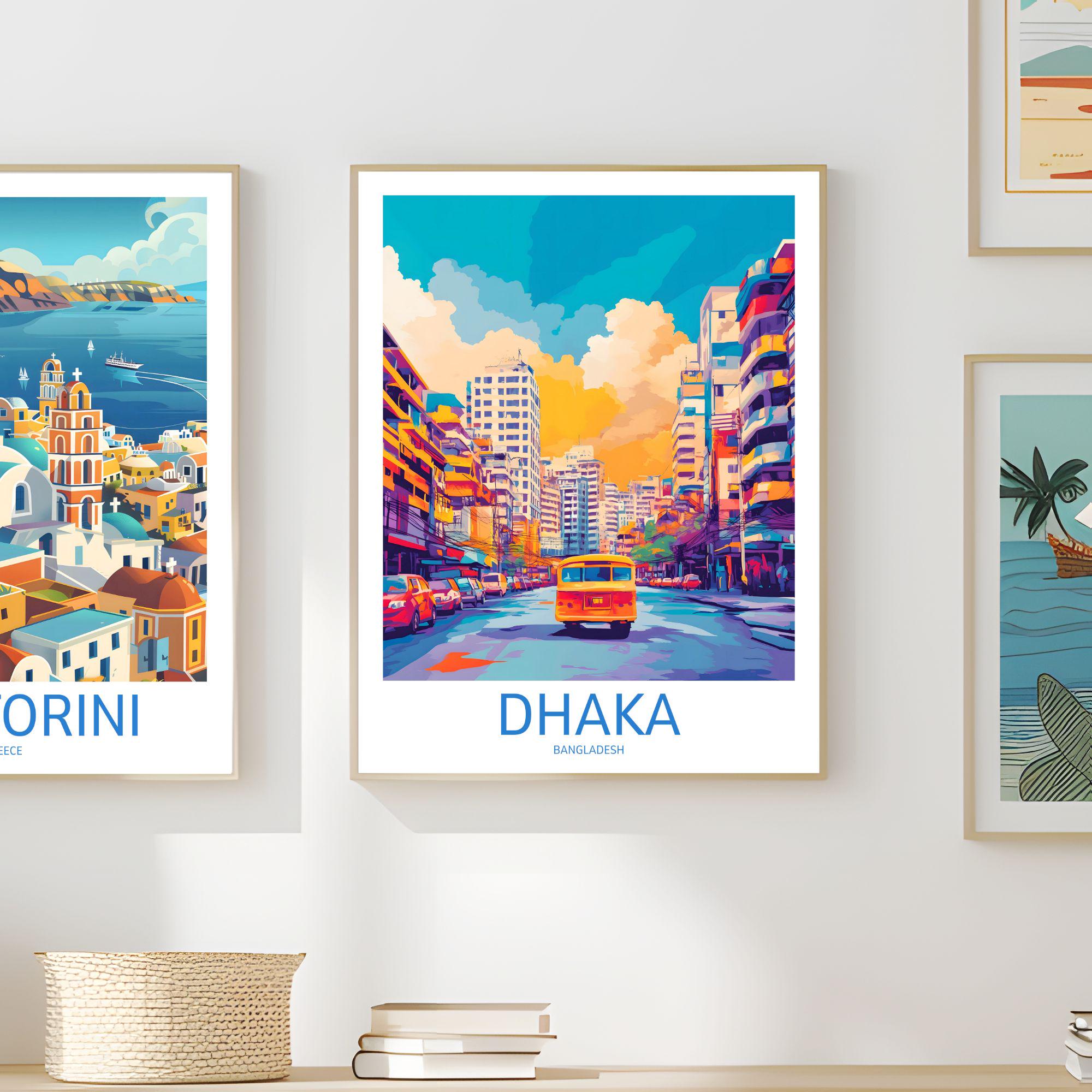 Dhaka Vintage Travel Illustration Poster, Dhaka Wall Art Home Décor ...