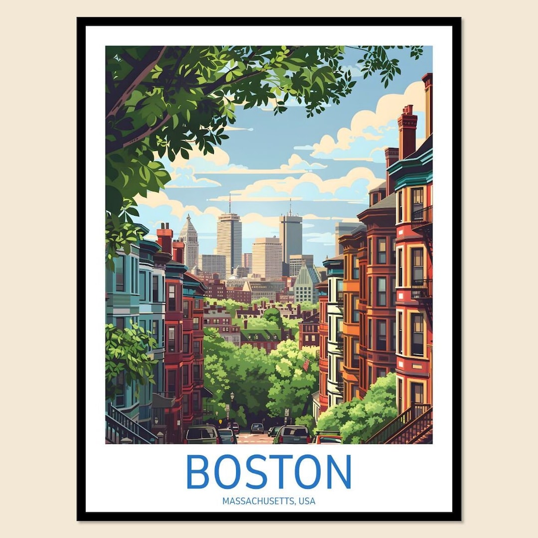 Boston Cityscape Print Wall Art Boston Wall Hanging Home Décor Boston ...