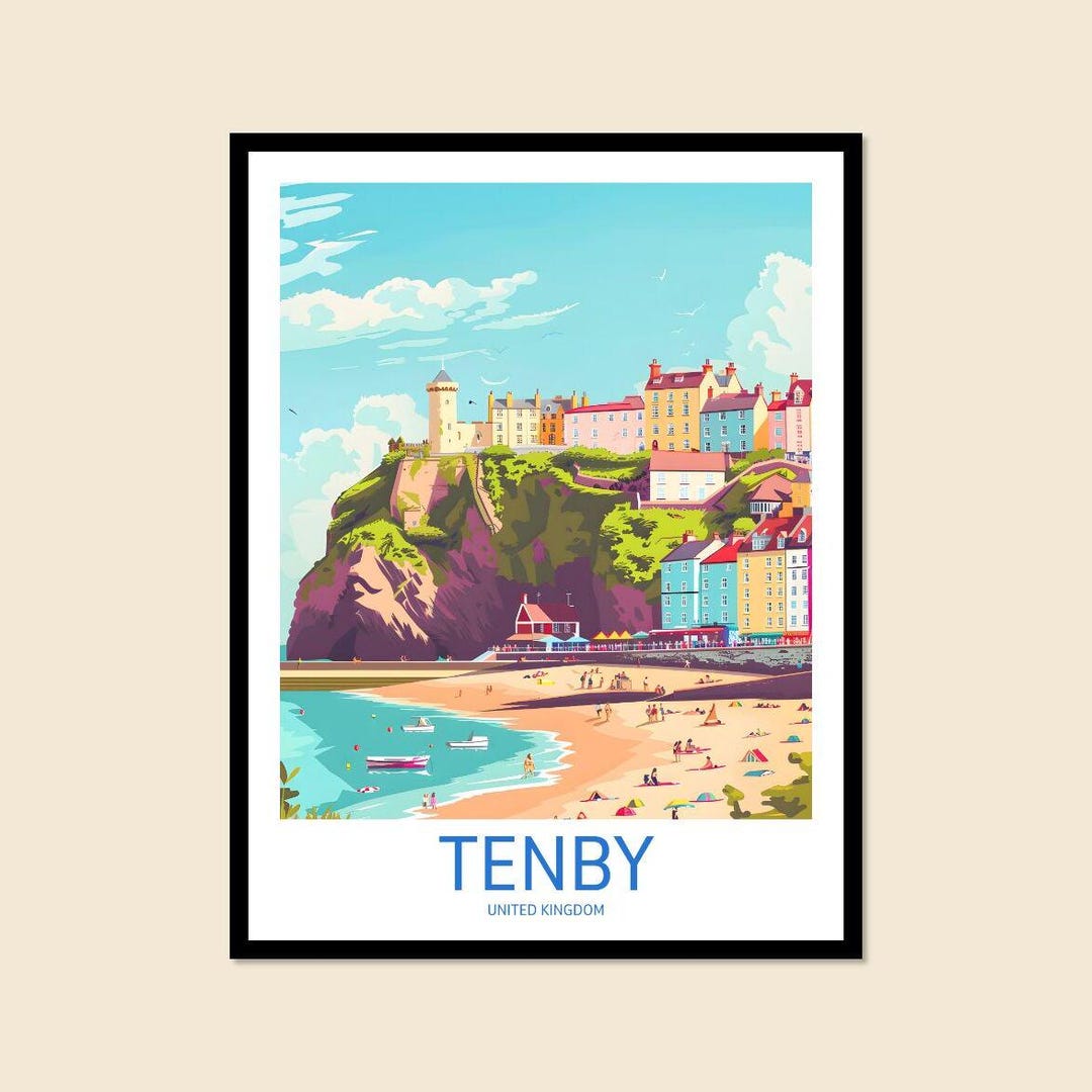 Tenby Wales Vintage Travel Poster, Tenby Wall Art Home Décor, Tenby ...