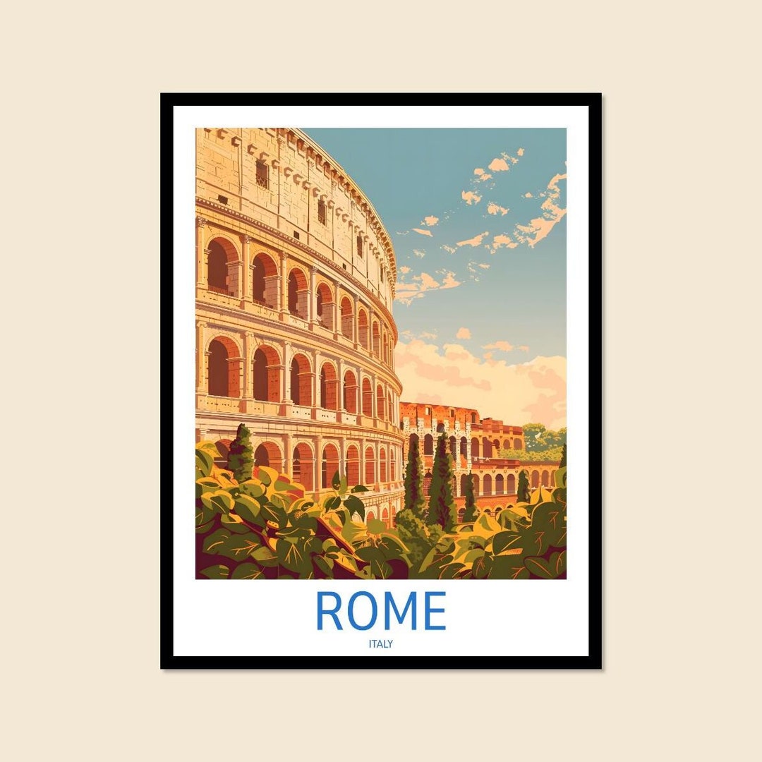 Rome Vintage Travel Illustration Poster Rome Wall Art Home Décor Rome ...