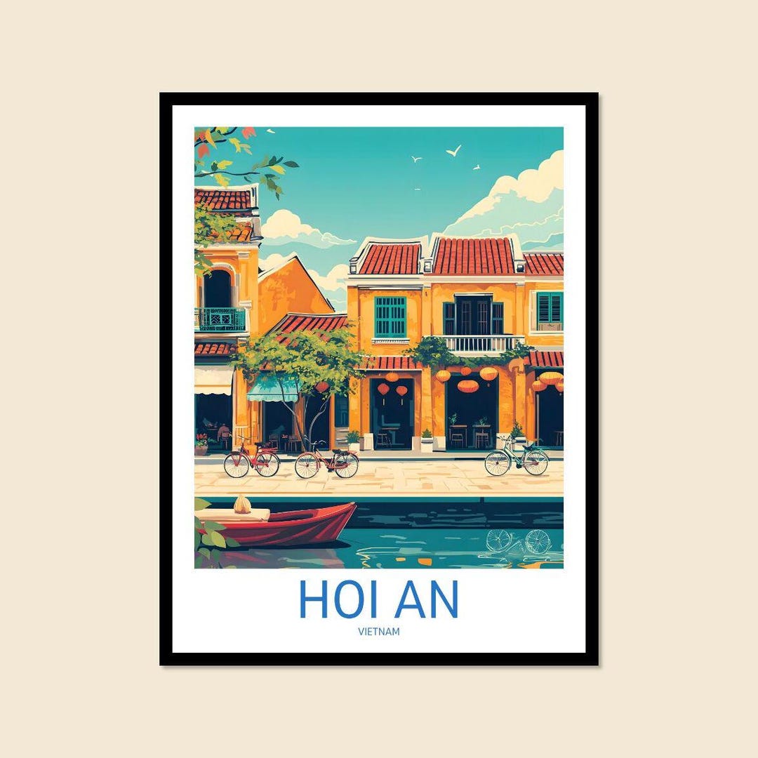 Hoi an Vintage Travel Poster, Hoi an Wall Art Home Décor, Vietnam Art ...