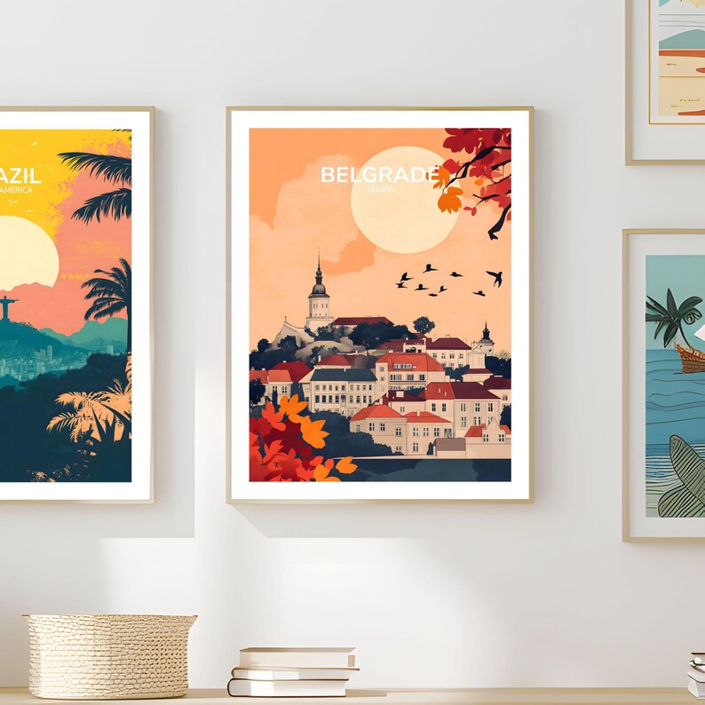 Belgrade Vintage Travel Illustration Poster, Belgrade Wall Art Home ...