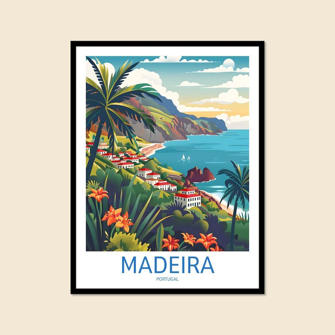 Madeira Vintage Travel Poster, Madeira Wall Art Home Décor, Madeira ...