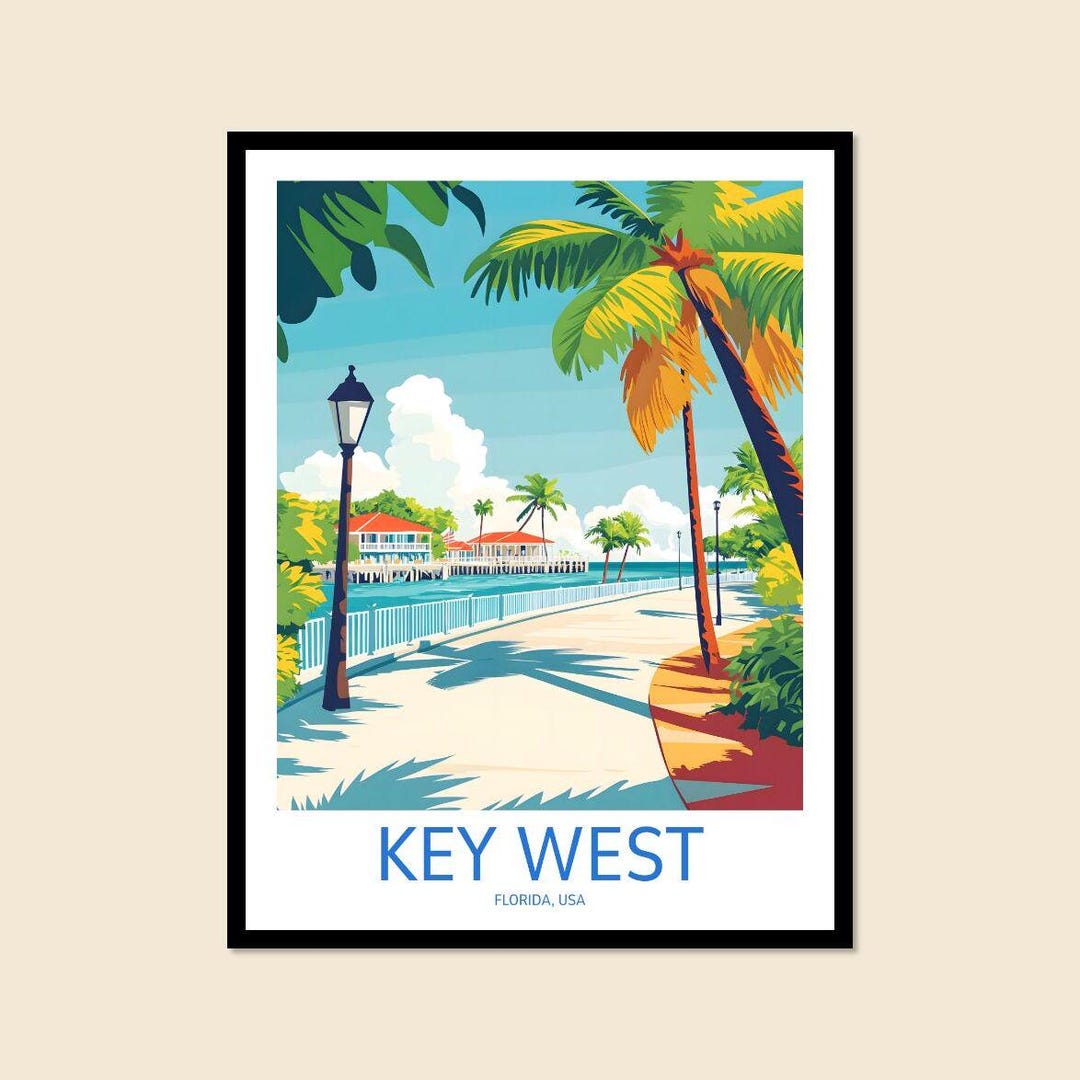 Key West Vintage Travel Poster, Key West Wall Art, Home Décor, Florida ...