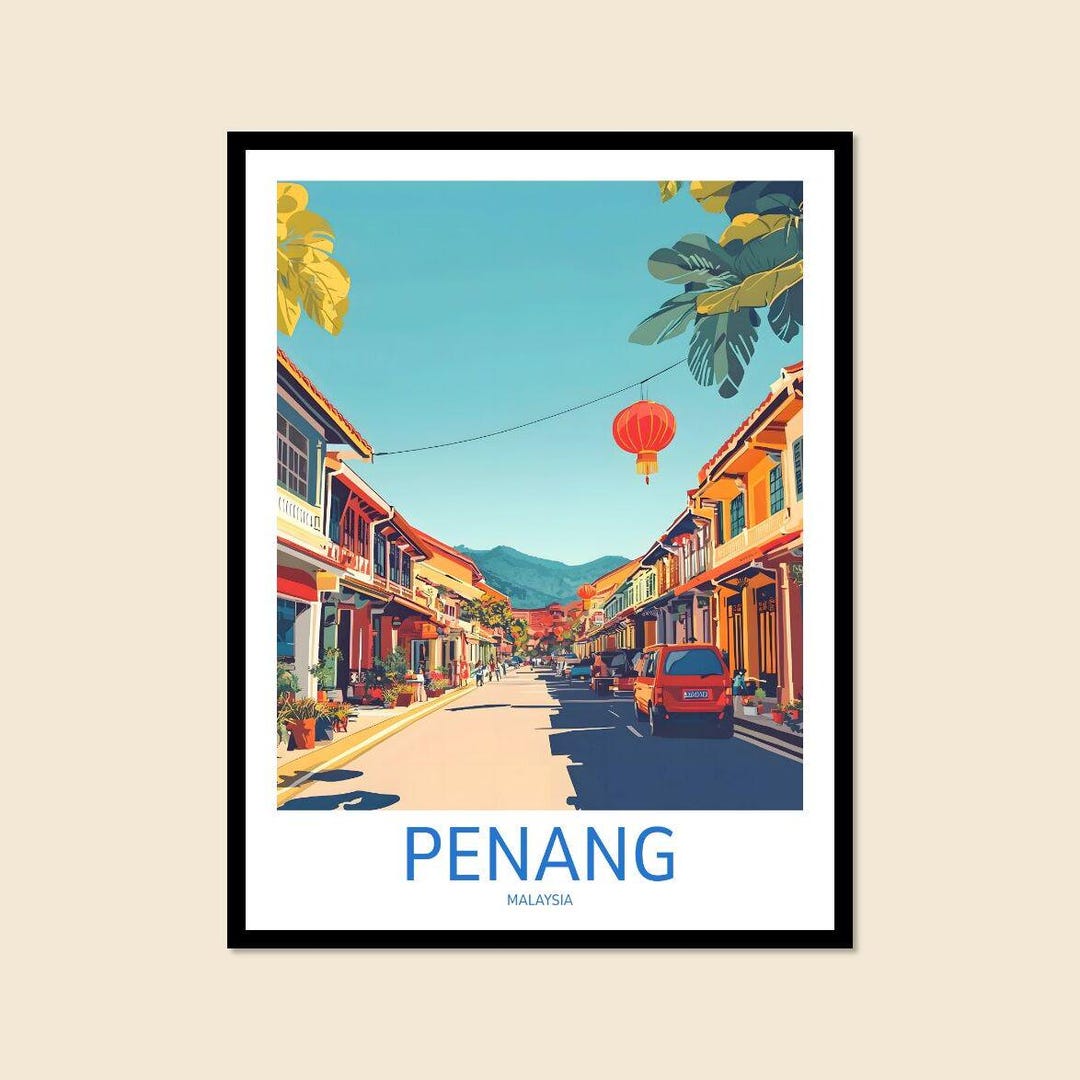 Penang Malaysia Vintage Travel Poster, Penang Wall Art, Home Décor ...