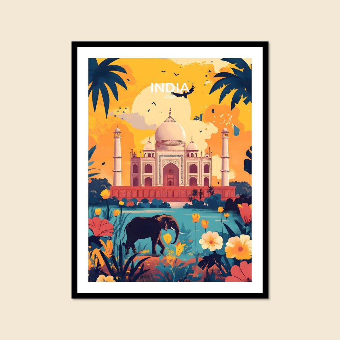 India Vintage Travel Illustration Poster, Indian Culture Wall Art, Home ...