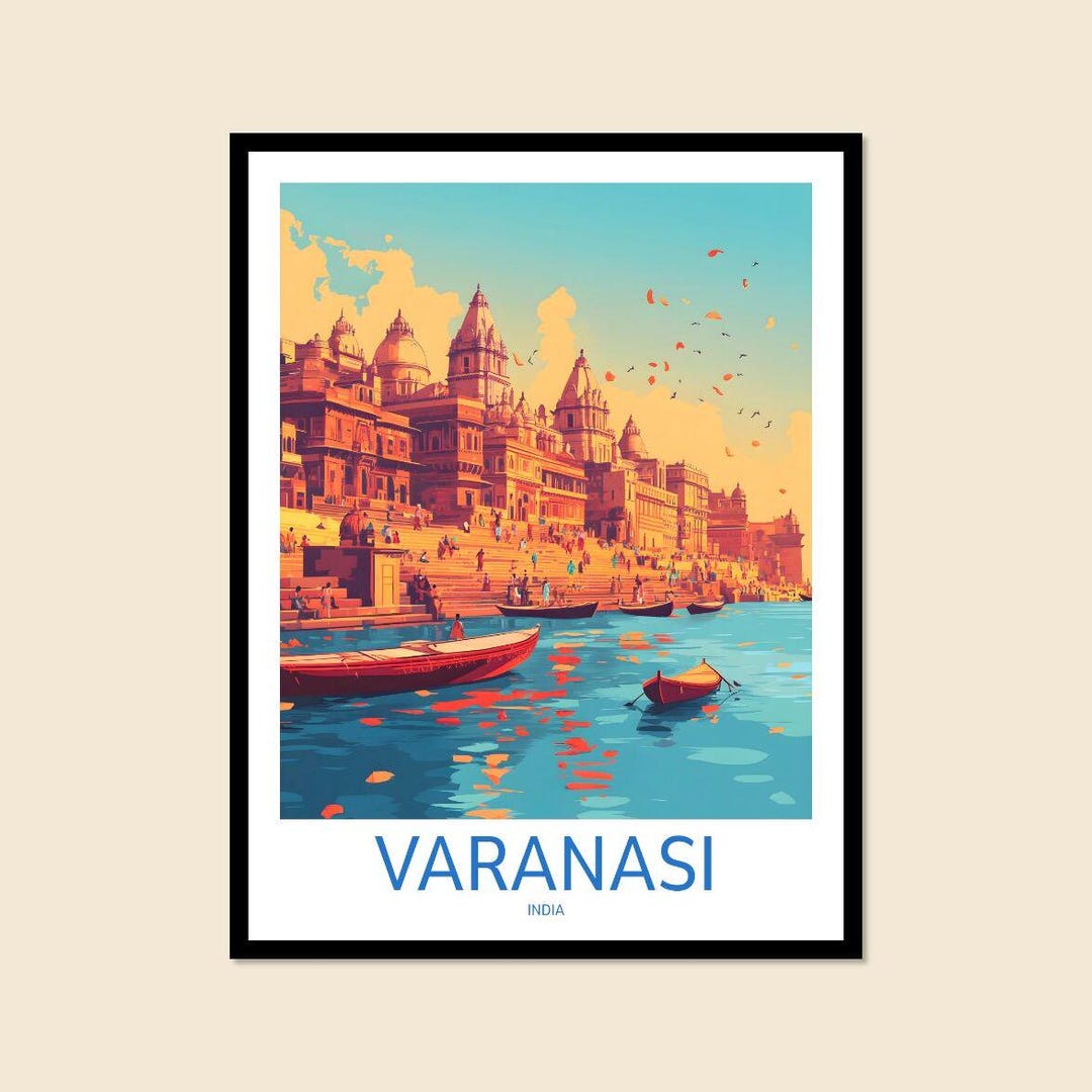 Varanasi India Vintage Travel Poster, Varanasi Wall Art, Home Décor ...