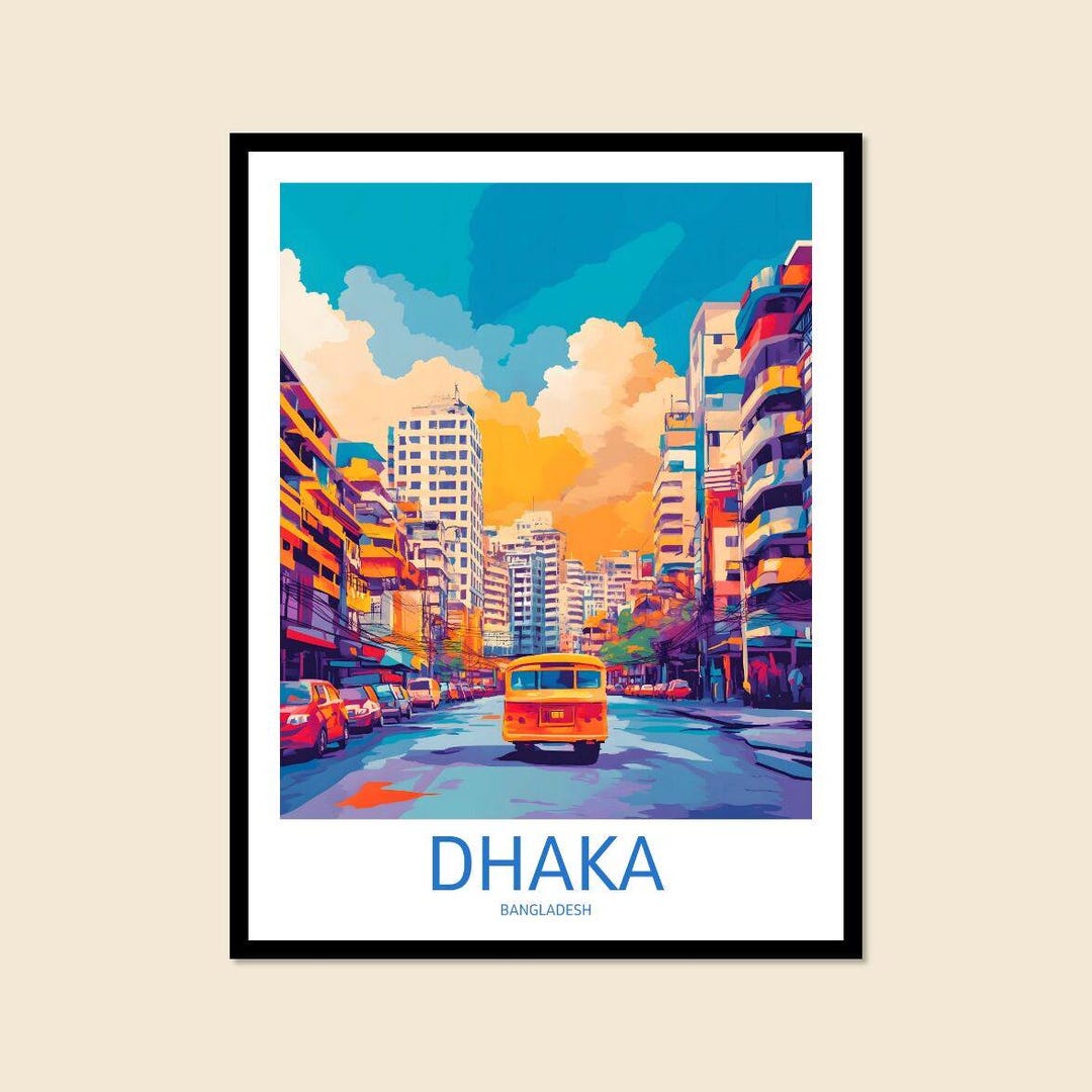 Dhaka Vintage Travel Illustration Poster, Dhaka Wall Art Home Décor ...