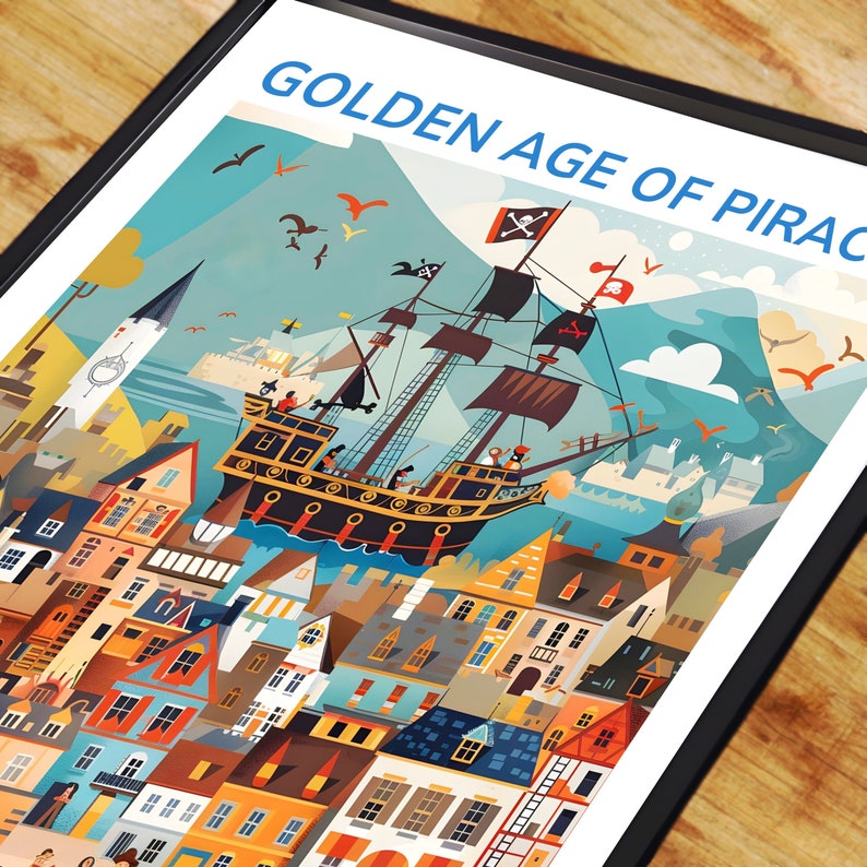 Golden Age of Piracy Historical Poster, Pirate Era Wall Art, Nautical ...