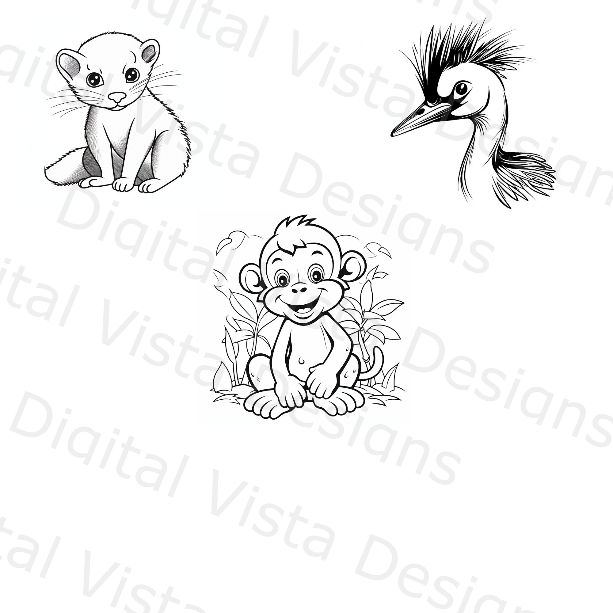 Jungle Wildlife Coloring Pages for Kids, 20 Coloring Pages, Coloring ...