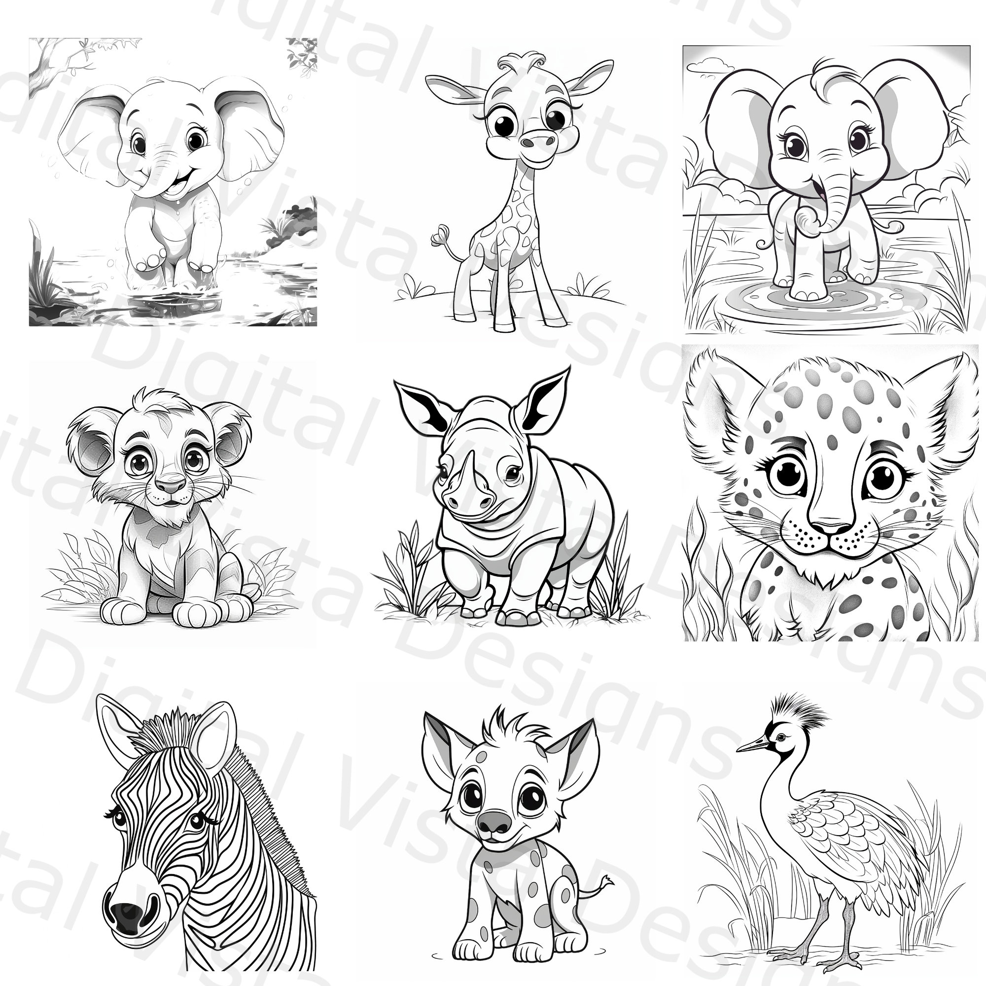 Jungle Wildlife Coloring Pages for Kids, 20 Coloring Pages, Coloring ...