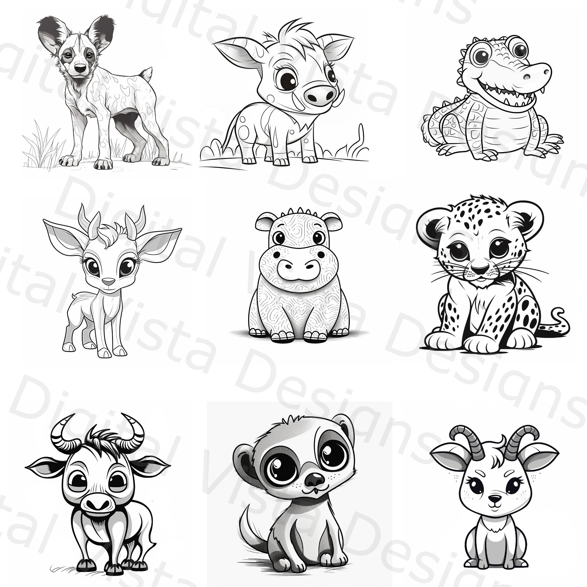 Jungle Wildlife Coloring Pages for Kids, 20 Coloring Pages, Coloring ...