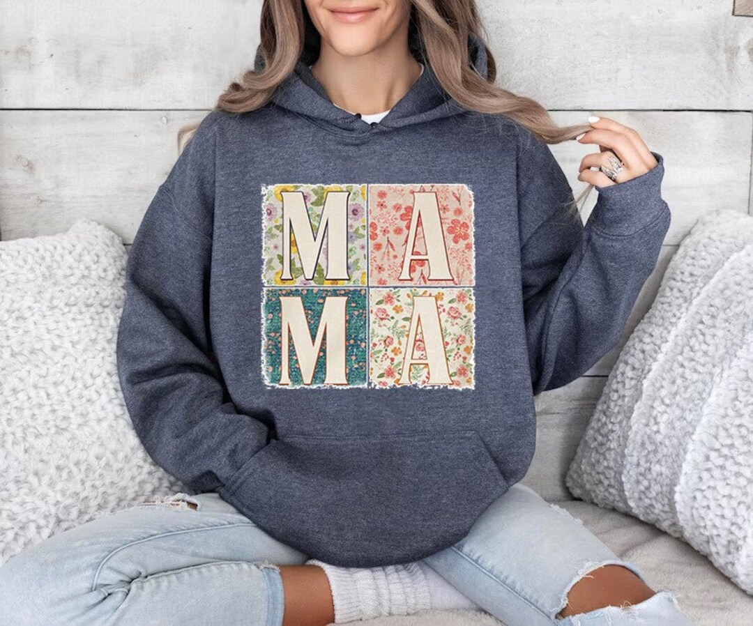Retro Floral Mama Hoodie, Cute Boho Mama Hoodie, Mom Birthday Gift ...