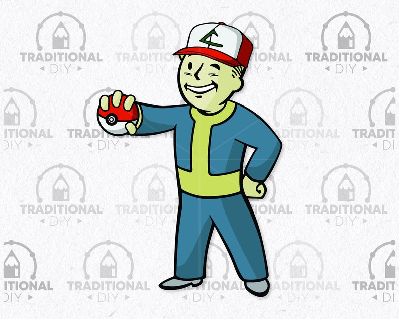 Vault Boy Ketchum Unique Fallout X Pokémon Crossover SVG Digital ...