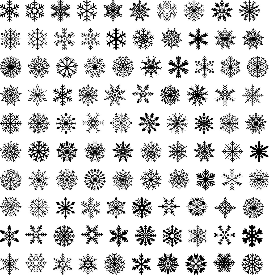 Snowflakes SVG Bundle Set of 100 Snowflakes Svg, Winter Bundle, Snow ...