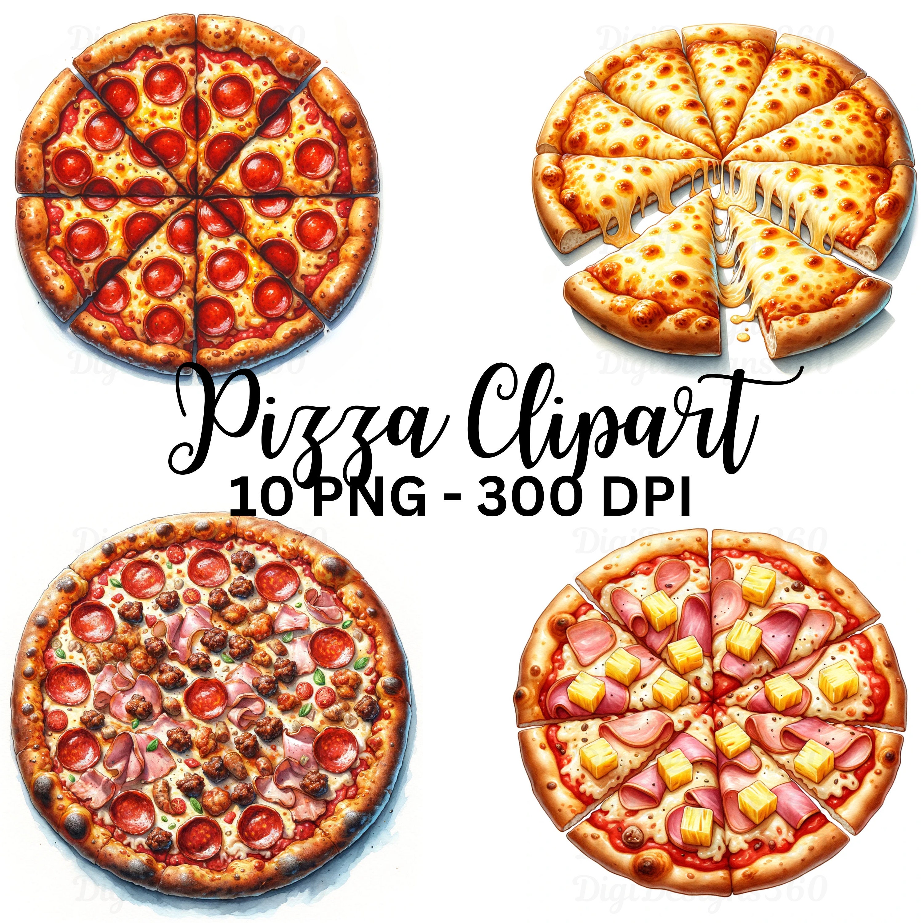 Pizza Clipart Set Watercolor Food Graphics, Perfect for Menu Design ...