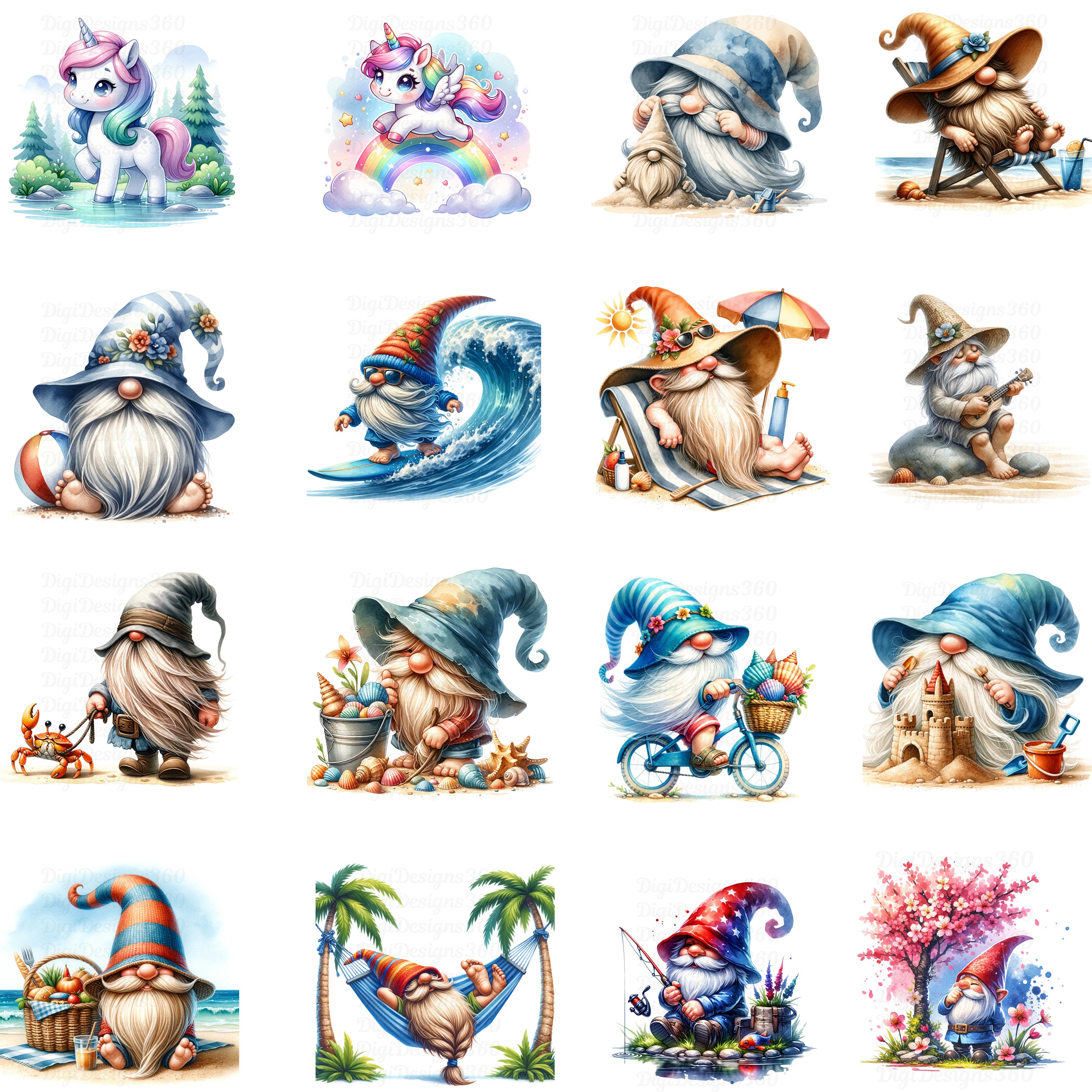 Mythical Clipart: Enchanting Watercolor Creatures Bundle Collection ...