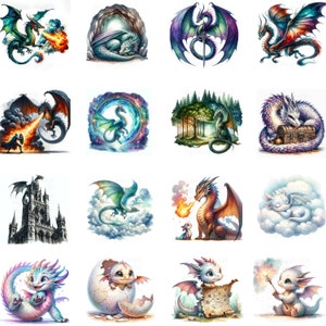 Mythical Clipart: Enchanting Watercolor Creatures Bundle Collection ...