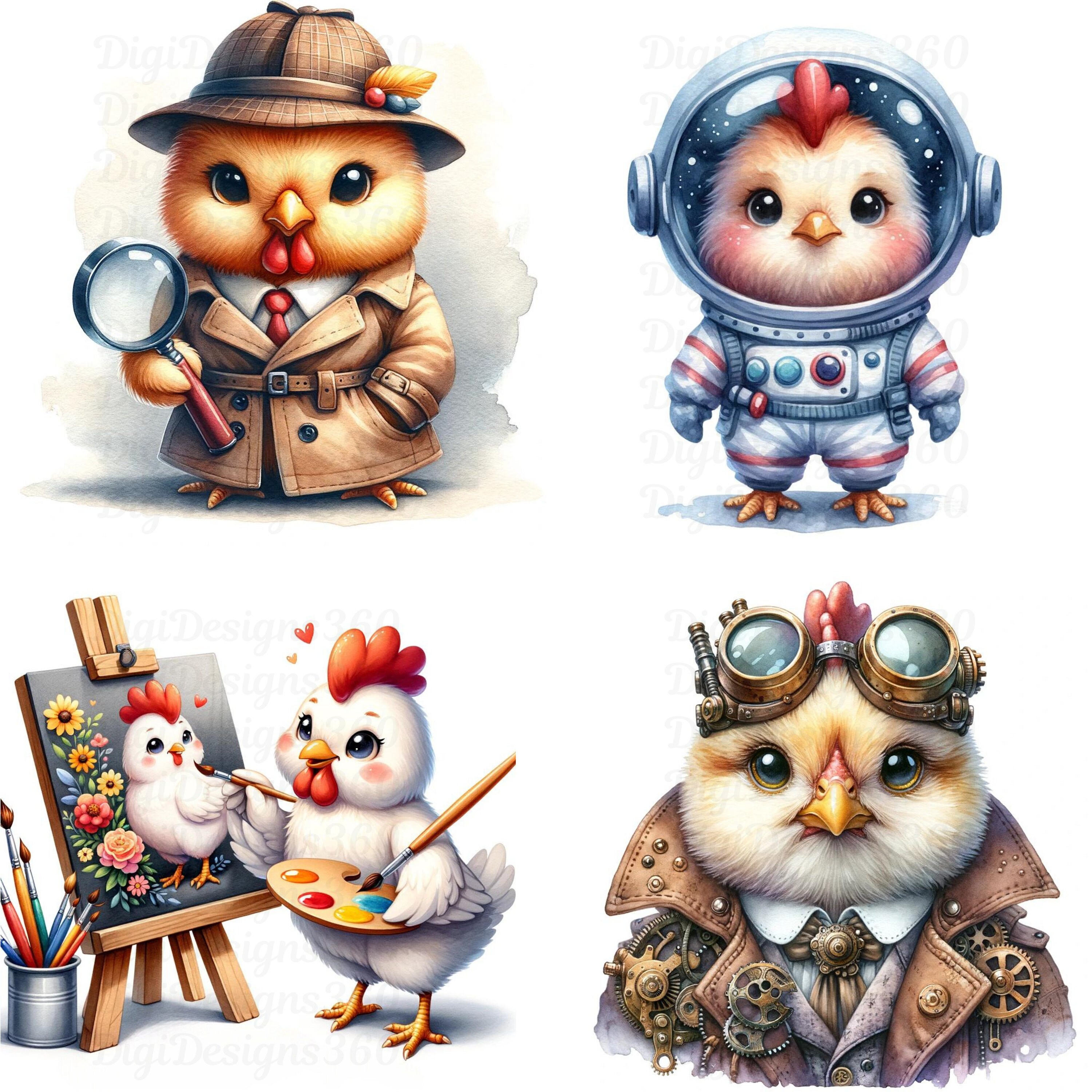 Cute Chicken Clipart Charming Watercolor Farm Animal Graphics, Perfect ...